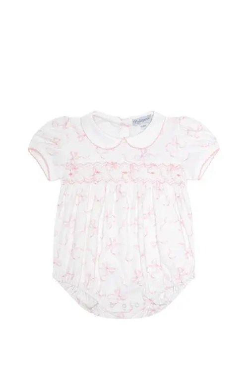 NELLAPIMA Charming Bows Print Smocked Bubblebaby - Pink