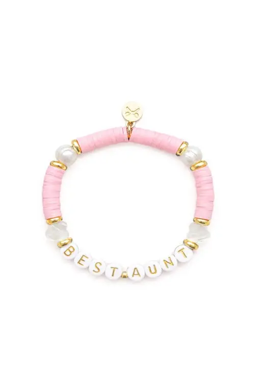 BITS & BOWS Best Aunt Bracelet - Pink/white