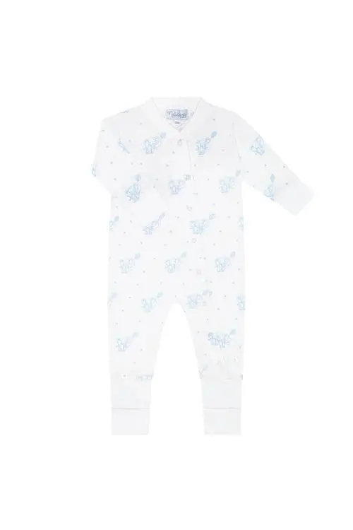 NELLAPIMA Elephant Print Cotton Coverall - Blue