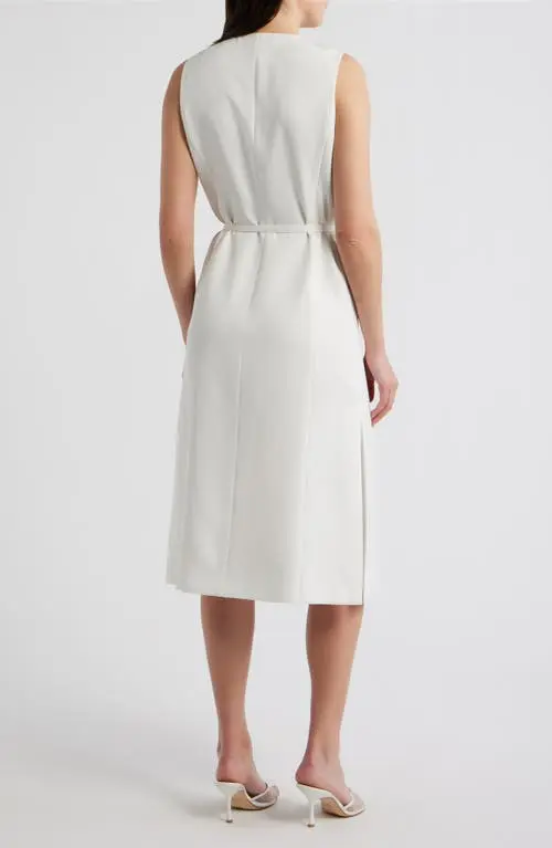 TAHARI ASL Sleeveless Belted Midi Shirt Dress