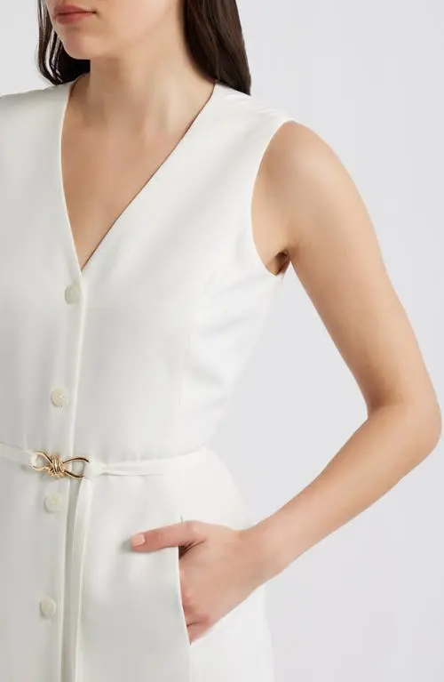 TAHARI ASL Sleeveless Belted Midi Shirt Dress