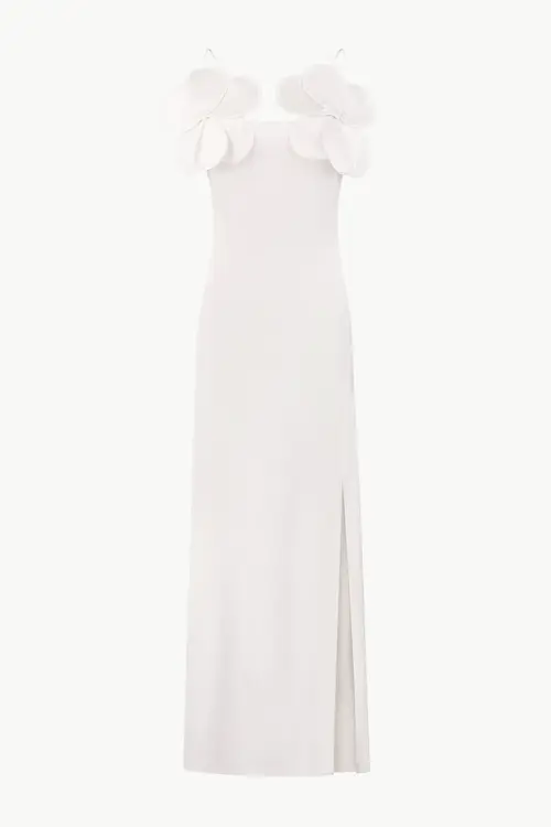 MALVA FLOREA Long-silhouette Sheath Gown With Floral Appliques - Ivory