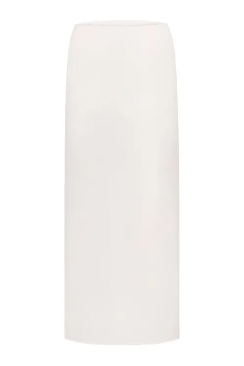 MALVA FLOREA High-waisted Column Skirt With Slit - White