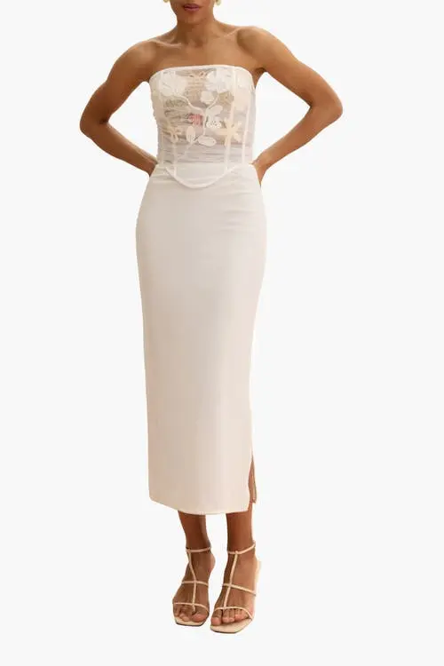 MALVA FLOREA High-waisted Column Skirt With Slit