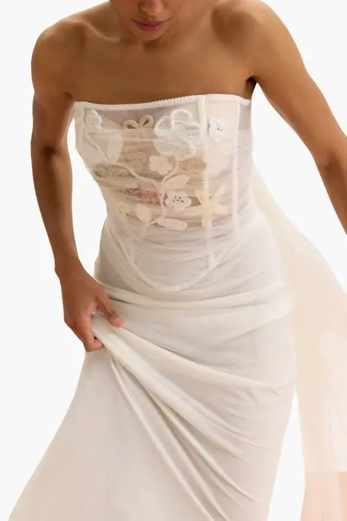 MALVA FLOREA High-waisted Column Skirt With Slit
