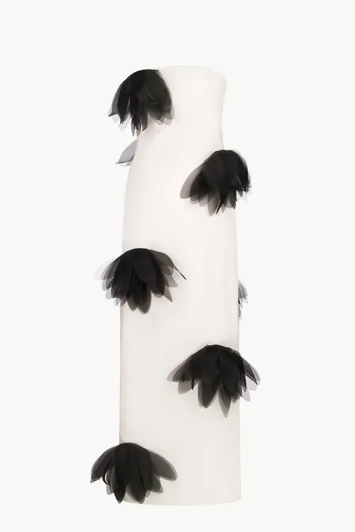 MALVA FLOREA Floral-appliqué Column Gown - White