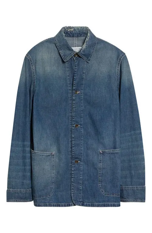 MAISON MARGIELA Ripped & Repaired Chambray Jacket - Washed Blue