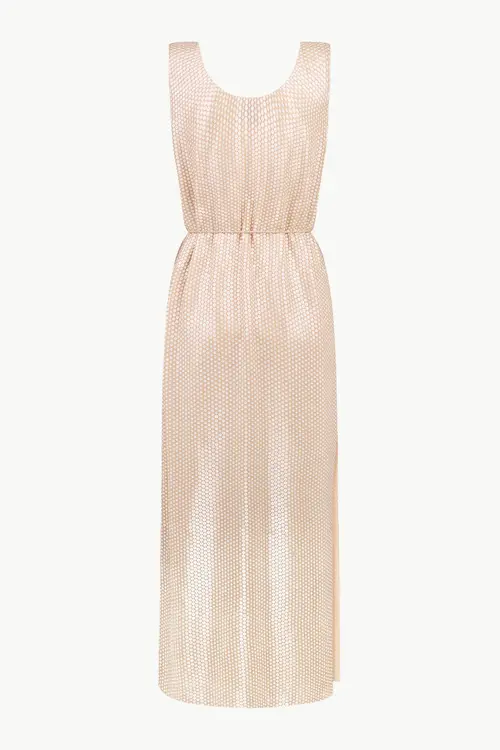 MALVA FLOREA Sleeveless Sequin Maxi Dress With Floral Tassels