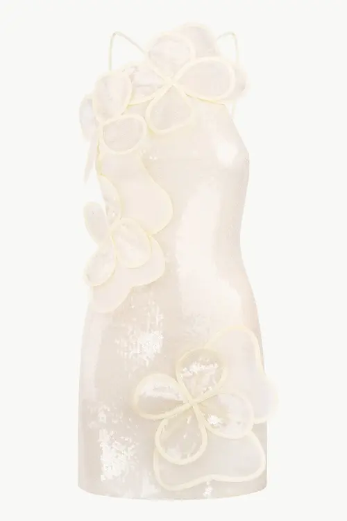 MALVA FLOREA Sequin Mini Dress With Floral Appliqués