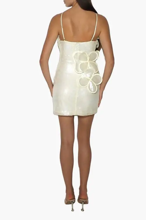 MALVA FLOREA Sequin Mini Dress With Floral Appliqués