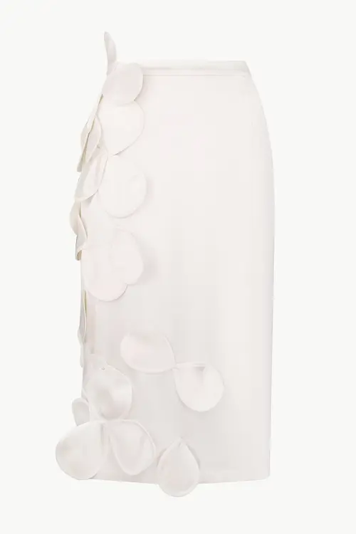 MALVA FLOREA Below-knee Bridal Skirt With Floral Appliqués - Ivory