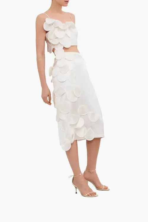 MALVA FLOREA Below-knee Bridal Skirt With Floral Appliqués