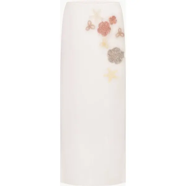 MALVA FLOREA High-waisted Floral-applique Pencil Skirt