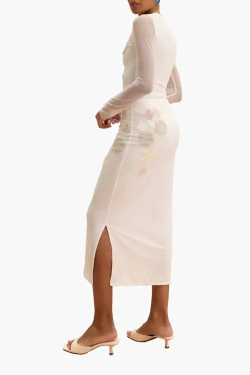 MALVA FLOREA High-waisted Floral-applique Pencil Skirt