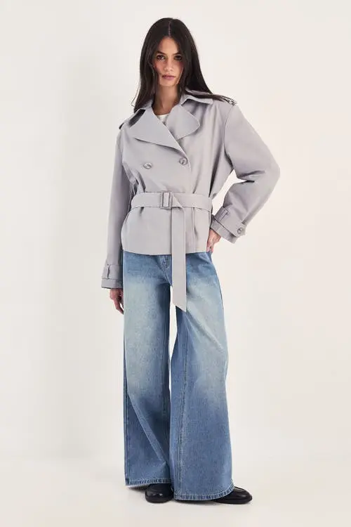 Nasty Gal Double Breasted Short Trench Coat