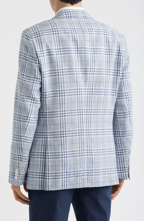 BOSS Hutson Slim-fit Plaid Sport Coat - Open Blue
