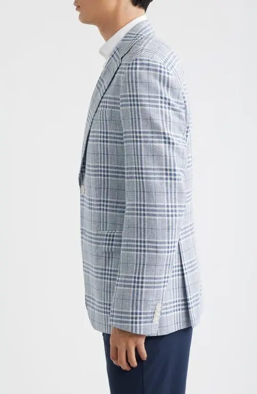 BOSS Hutson Slim-fit Plaid Sport Coat - Open Blue