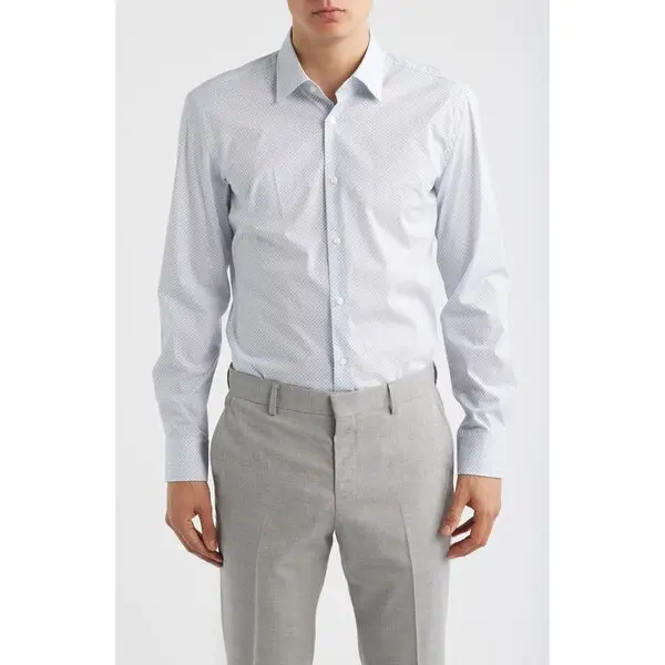 BOSS Hank Slim Fit Stretch Cotton Dress Shirt - Light/pastel Blue