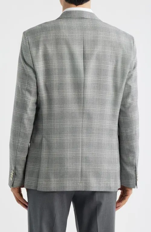 BOSS Hutson Slim-fit Plaid Sport Coat - Open Grey