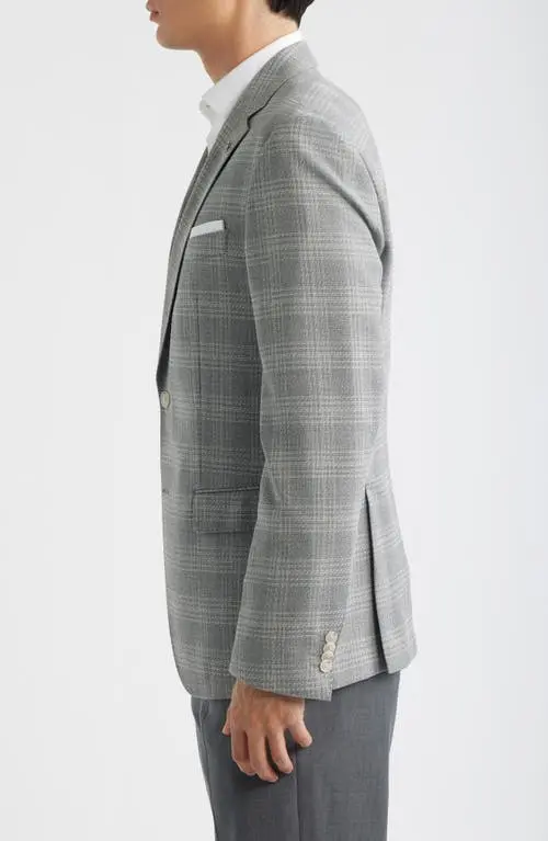 BOSS Hutson Slim-fit Plaid Sport Coat - Open Grey