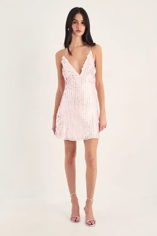 Nasty Gal Embellished Strappy Mini Dress - Baby Pink