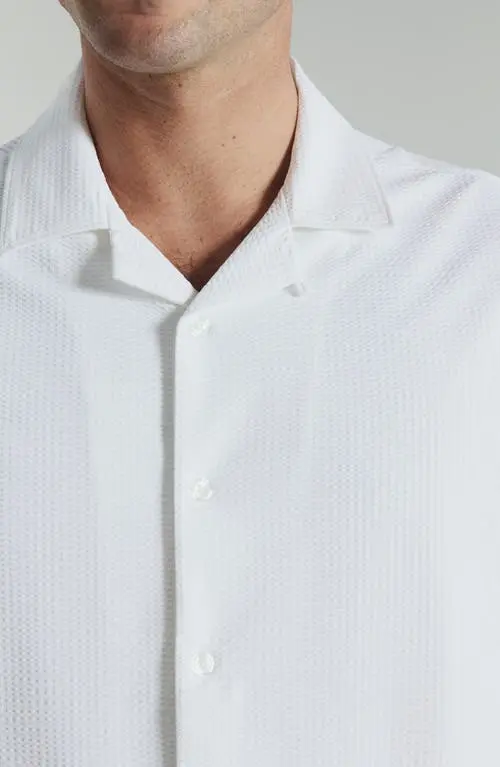 7 Diamonds Sutherland Stretch Seersucker Camp Shirt - Ivory