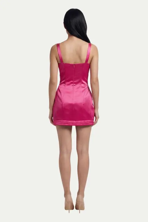MISSPAP Panelled Bonded Satin Mini Dress
