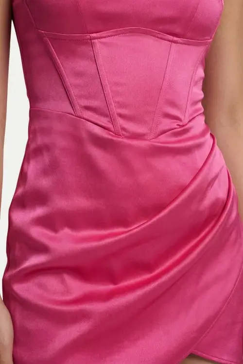 MISSPAP Panelled Bonded Satin Mini Dress