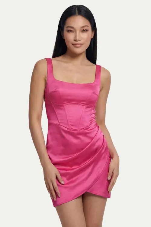 MISSPAP Panelled Bonded Satin Mini Dress