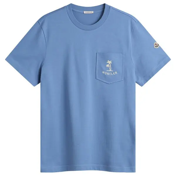 Moncler Palm Logo Pocket T-shirt - Blue