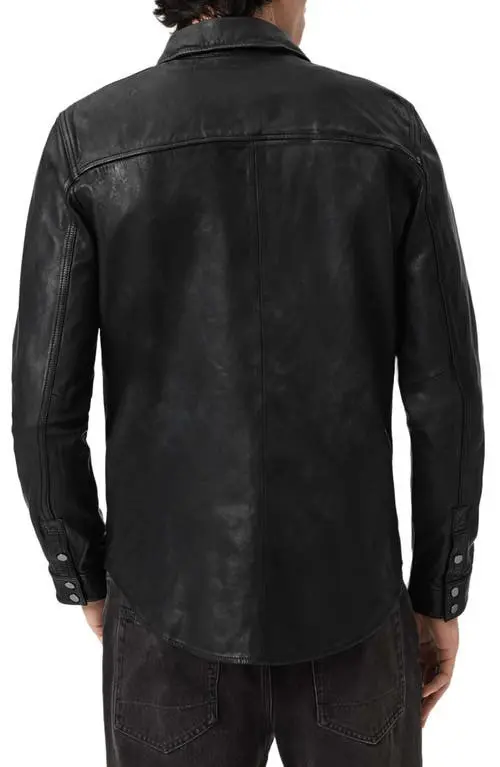 ALLSAINTS Irwin Leather Snap-up Shirt