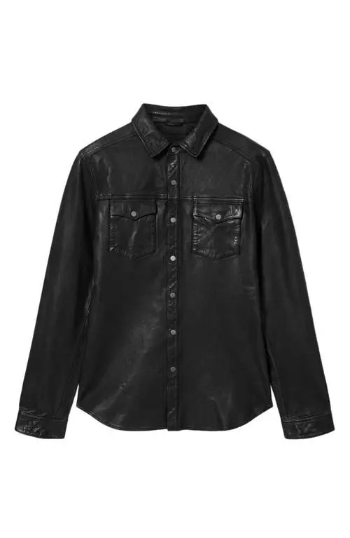 ALLSAINTS Irwin Leather Snap-up Shirt