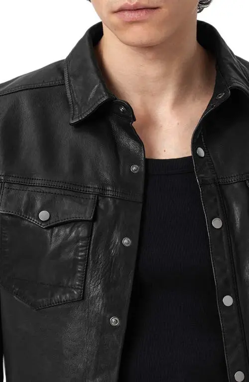 ALLSAINTS Irwin Leather Snap-up Shirt