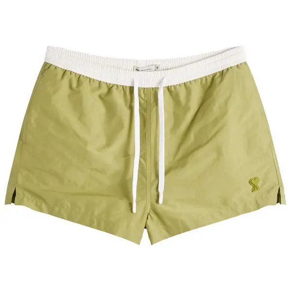Ami Bicolor Swim Shorts - Matcha/blanc Creme