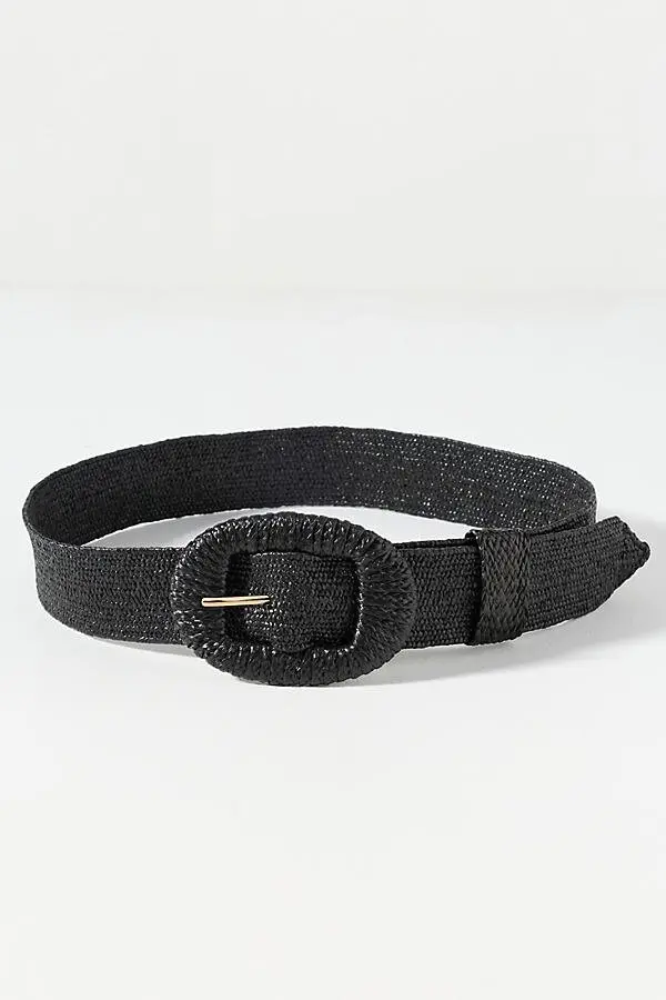 Anthropologie Woven Oval Buckle Belt - Black