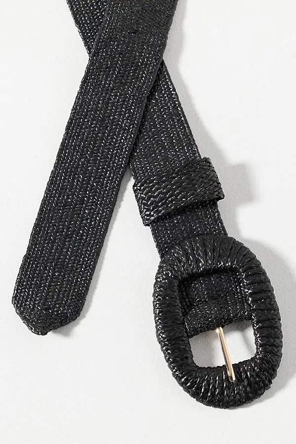 Anthropologie Woven Oval Buckle Belt - Black
