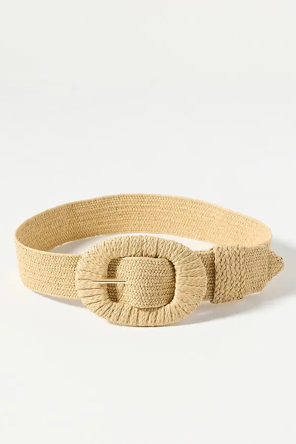 Anthropologie Woven Oval Buckle Belt - Neutral