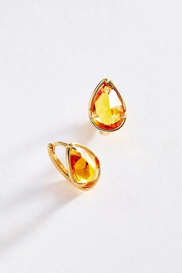 Anthropologie Pear-cut Crystal Hoop Earrings - Honey