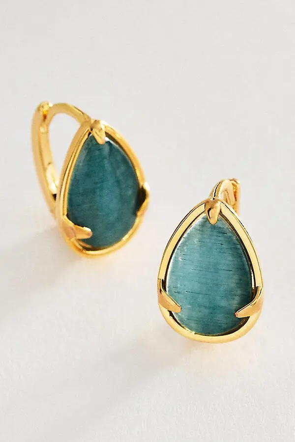 Anthropologie Pear-cut Crystal Hoop Earrings - Lime