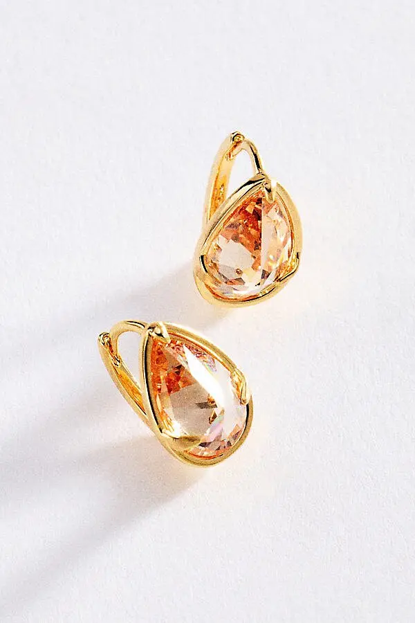 Anthropologie Pear-cut Crystal Hoop Earrings - Silk
