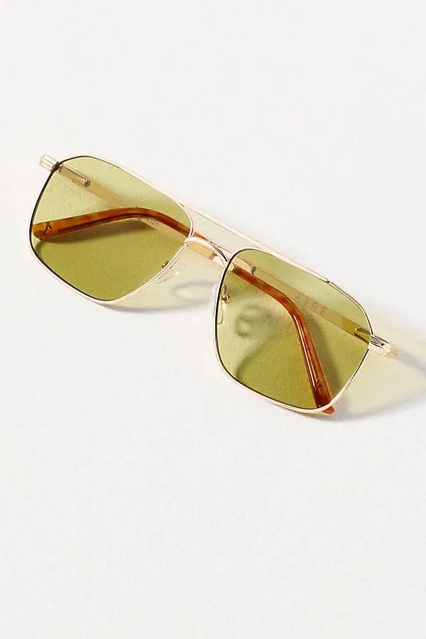 AIRE Equator Metal Aviator Sunglasses - Gold Vintage
