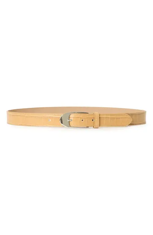 B-low The Belt Joshua Croc Embossed Leather Belt - Light Camel Silver