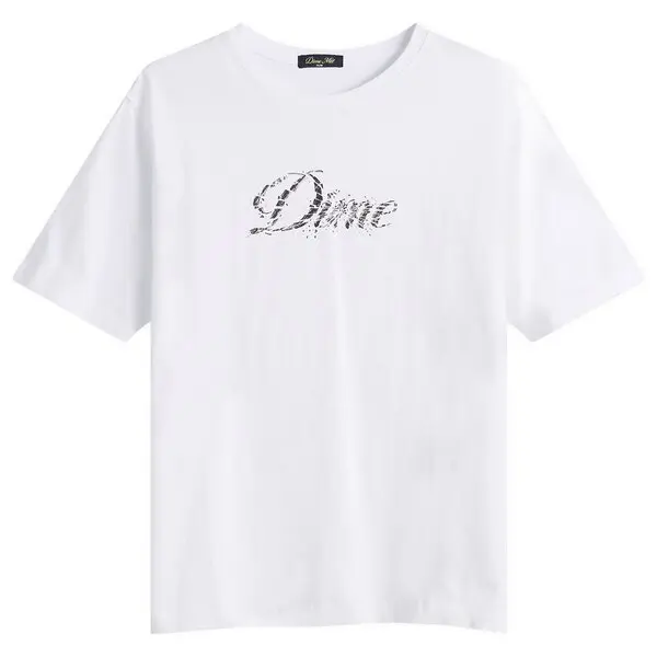 DIME Cursive Smashed T-shirt - White