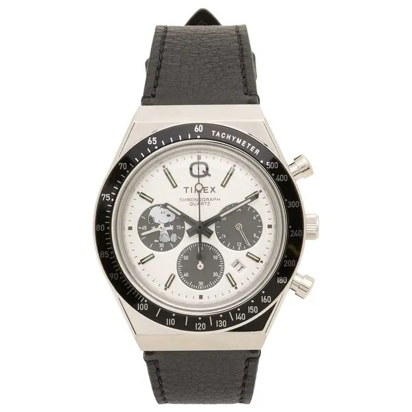 TIMEX X Peanuts Q Chronograph Watch - Silver/black