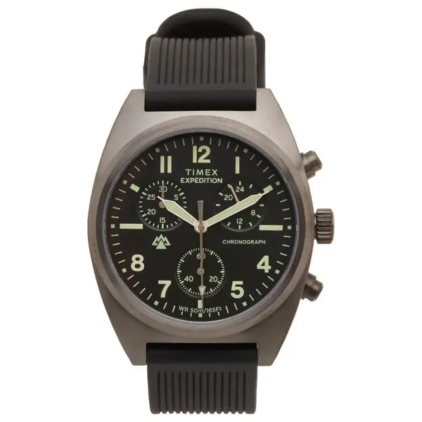 TIMEX Expedition Capstone Chrono Watch With Stainless Steel Case And Silicone Strap - Black