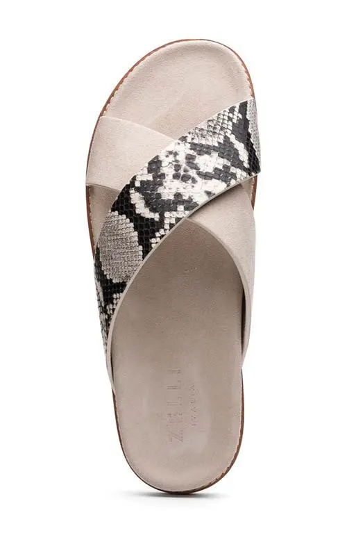 ZELLI ITALIA Rena Croc-embossed Calfskin Sandals - Grey