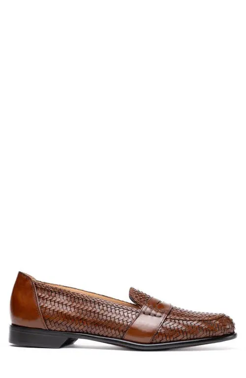 ZELLI ITALIA Nicola Woven Penny Loafer - Cognac