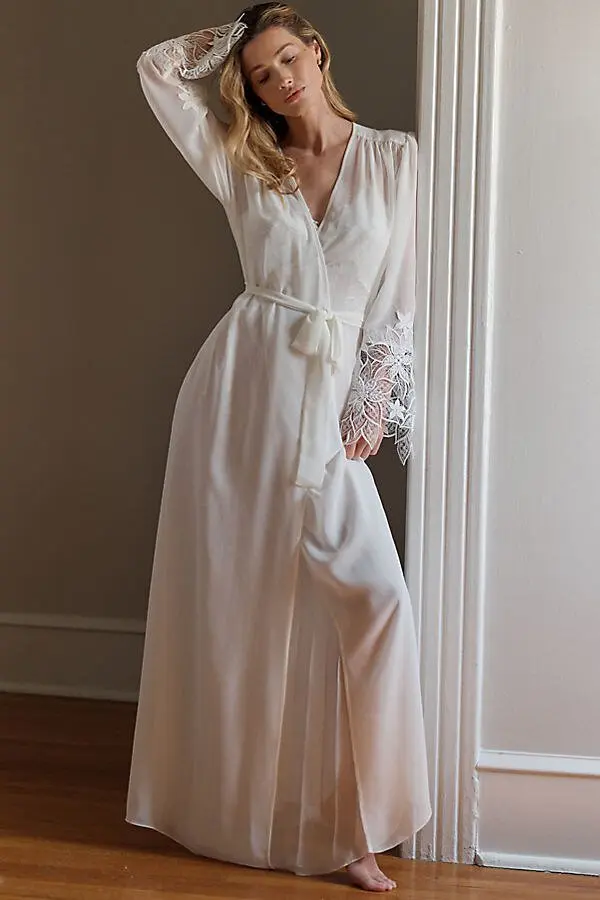 Rya Collection Delight Sheer Wrap Maxi Robe - Ivory