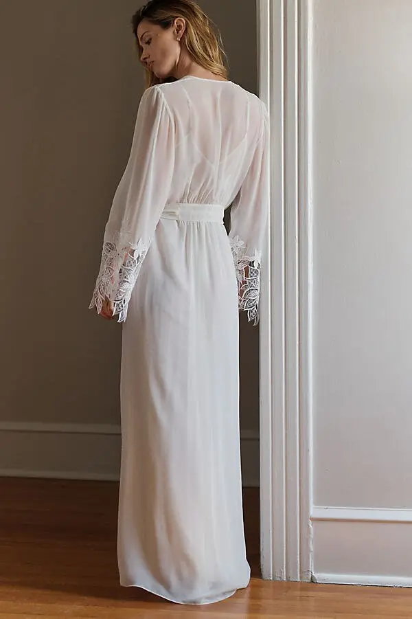 Rya Collection Delight Sheer Wrap Maxi Robe - Ivory