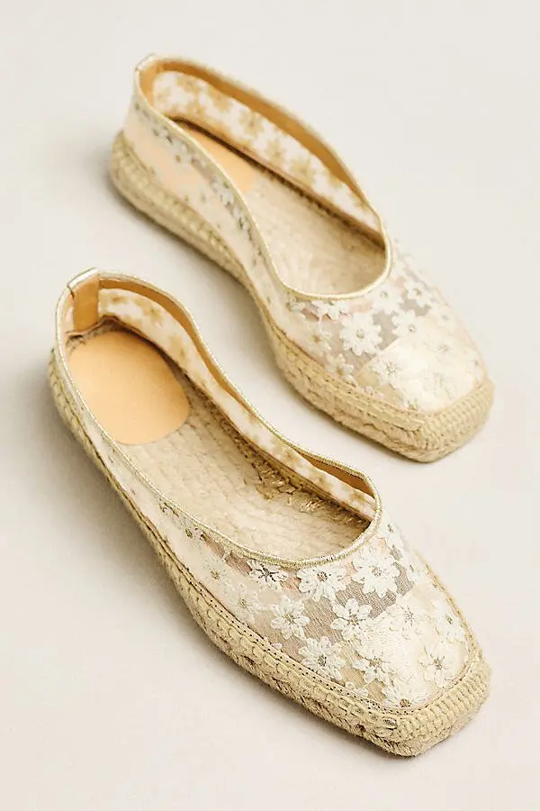 CastaÑer Paoli Espadrille Flats - Fantasia Blanco/oro